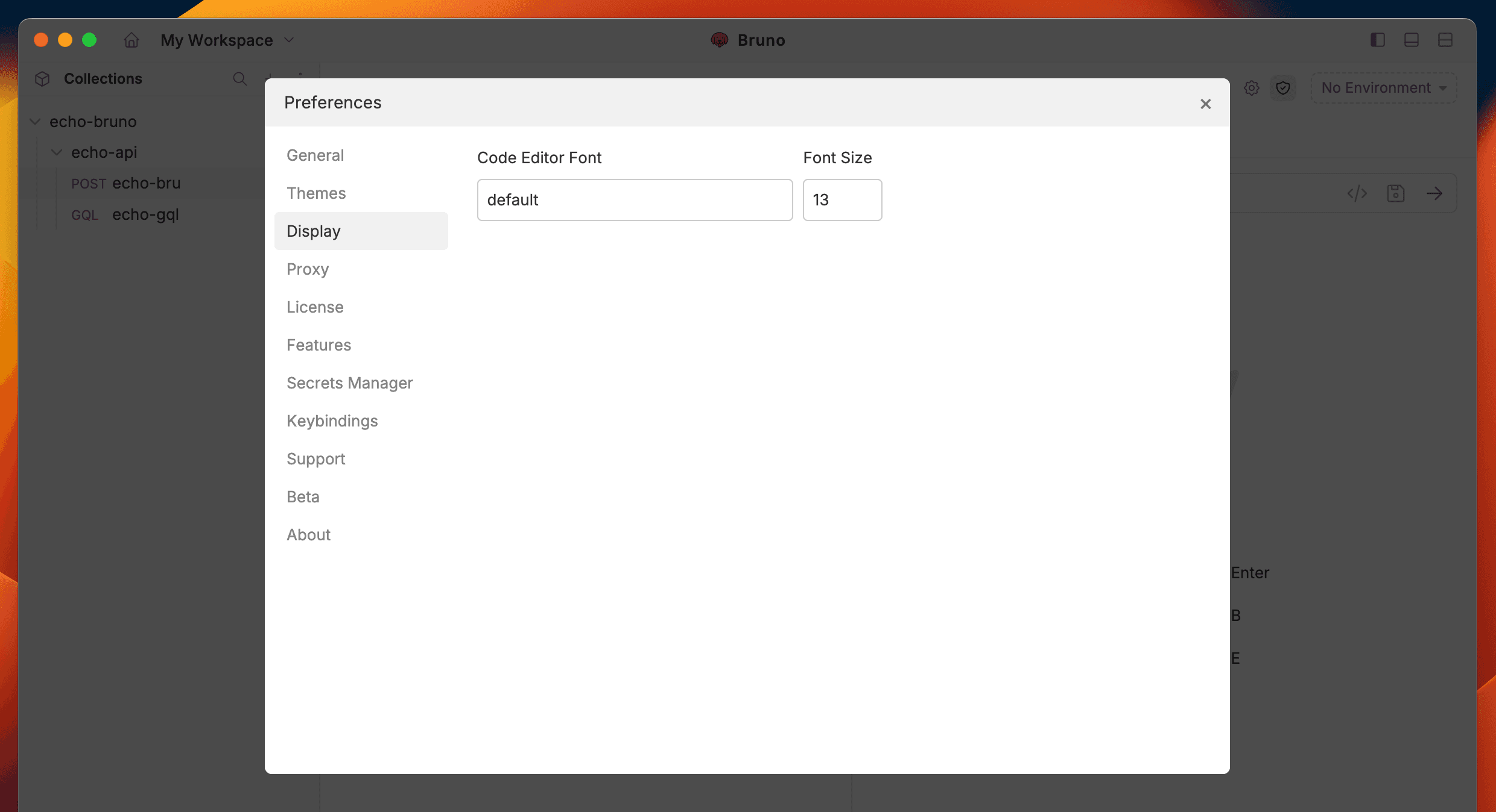 Settings | Bruno Docs
